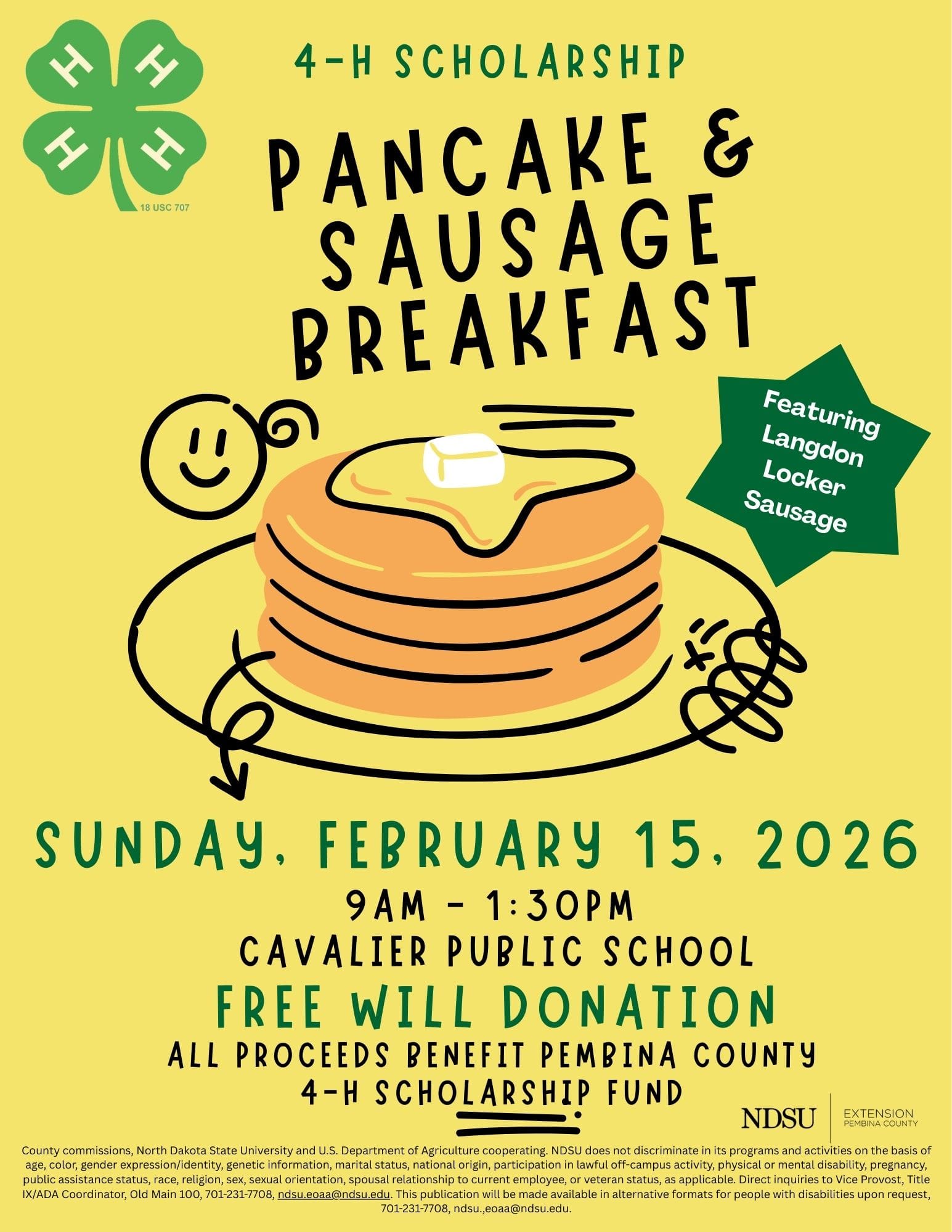 Pancake & Sausage Breakfast - Cavalier Chamber of Commerce
