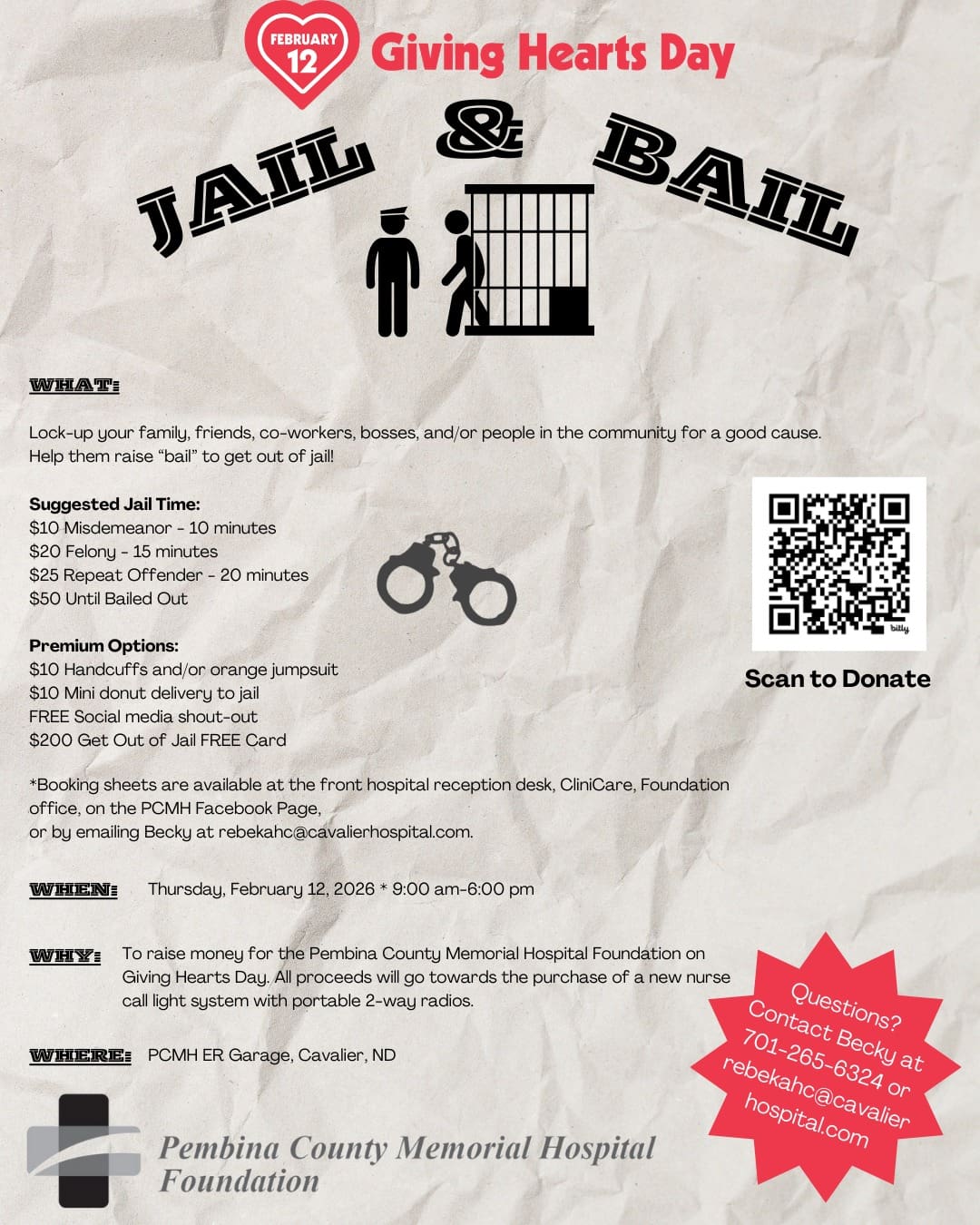 Giving Hearts Day Jail & Bail - Cavalier Chamber of Commerce